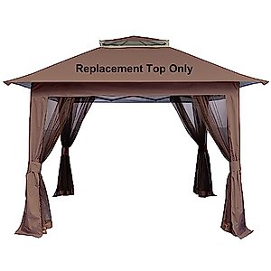 SCOCANOPY Top for 11'x11' and 12'x12' Pop Up Gazebo Canopy Frame,Canopy Frame and Netting Not Included, (Brown)