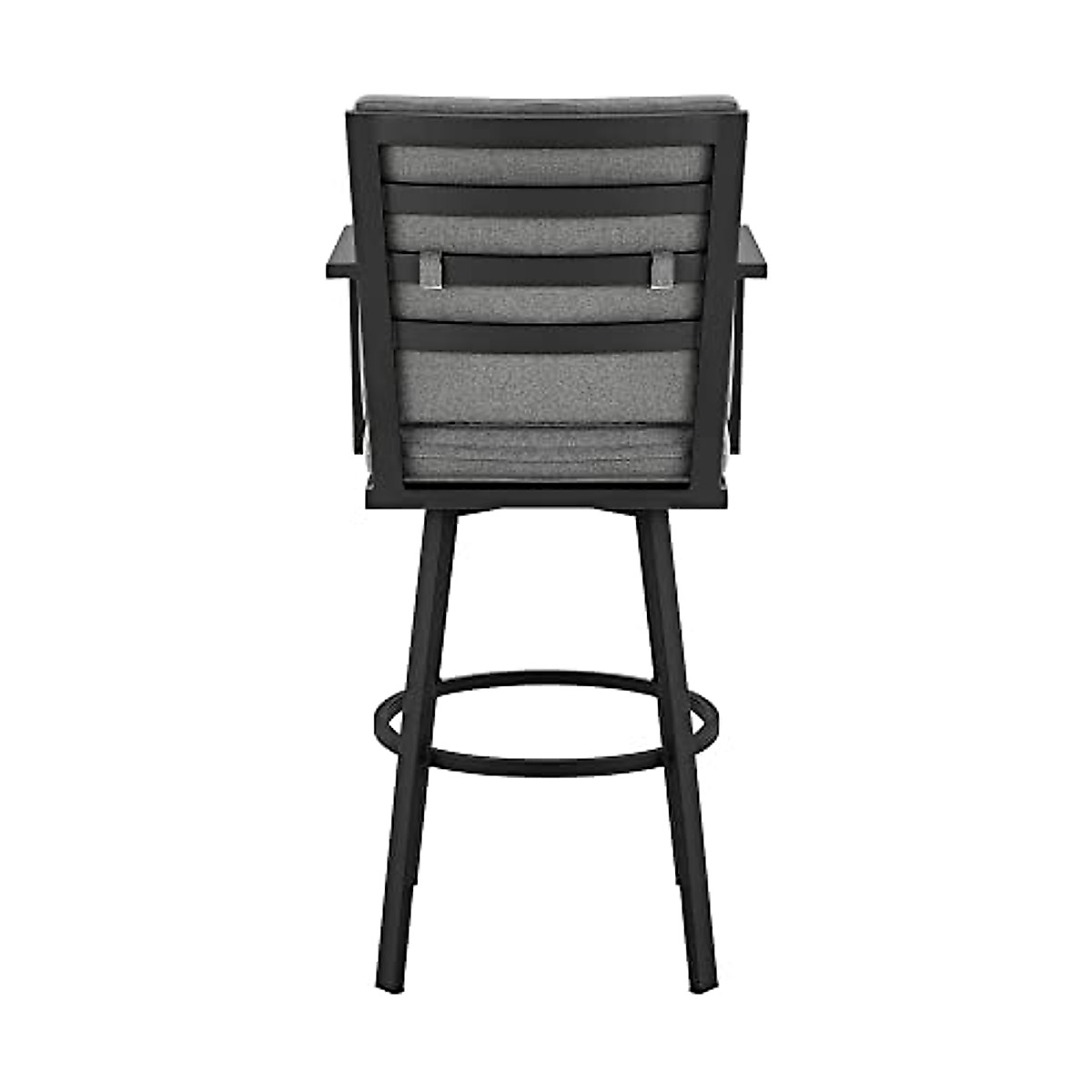 Don 30" Outdoor Patio Bar Stool in Black Aluminum with Grey Cushions