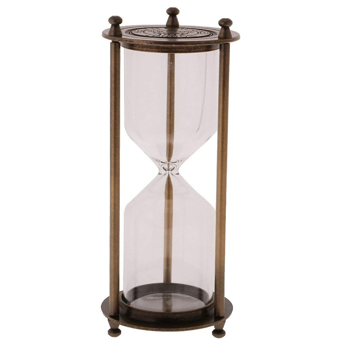 Backbayia Retro Metal Sandglass Empty Hourglass Sand Timer Without Sand for Home Office Decoration (Bronze - S)