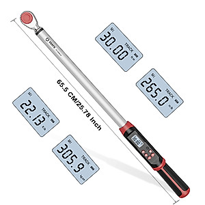VANPO 1/2-Inch Drive Digital Torque Wrench(12.5-250.8 ft-lbs./17-340Nm), Electronic Torque Wrench with Buzzer & LED Indicator, Accurate to ±2%,Torque Wrench Set for Bike Moto Car