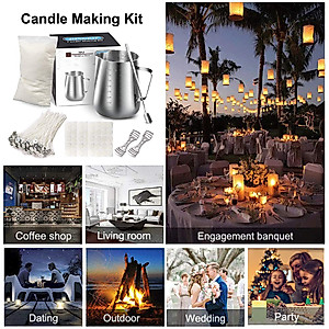 Candle Making Kit Supplies, Soy Wax DIY Candle Craft Tools Including Candle Make Pouring Pot, Candle Wicks, Wicks Sticker, 3-Hole Candle Wicks Holder, Natural Soy Wax and Spoon