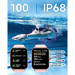 TOOBUR Smart Watch for Women Alexa Built-in, 1.8" Compatible Android iPhone, Answer&Make Call/Heart Rate/Step Counter/Sleep Tracker/100 Sports, Fitness Tracker Watch IP68 Waterproof Swimming