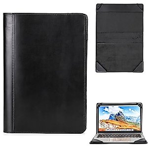 CataPurus Top Grain Leather 13.3" Slim Laptop Folio Case Protector, Vintage Open Style, Fully Handmade, Compatible with MacBook Pro 13.3" MacBook Air M1/M2 ZENBOOK 13.3" & Other PC, Black 13.3 Inch