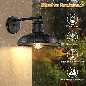 Outdoor Wall Lights - 2-Pack Black Wall Sconces, Farmhouse Barn Lights, Modern Indoor Wall Mount Lighting Fixtures with E26 Socket, Anti-Rust Waterproof Exterior Wall Lantern for Patio Porch Doorway
