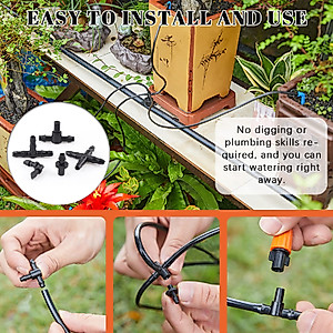 Tanstic 240Pcs Barbed Connectors Drip Irrigation Fittings Kit, Including Single Barbs, Straight Barbs, Tees, Switch Valve, Elbows, End Plug, Hose Stakes, 4-Way Coupling for Sprinkler Drip Systems