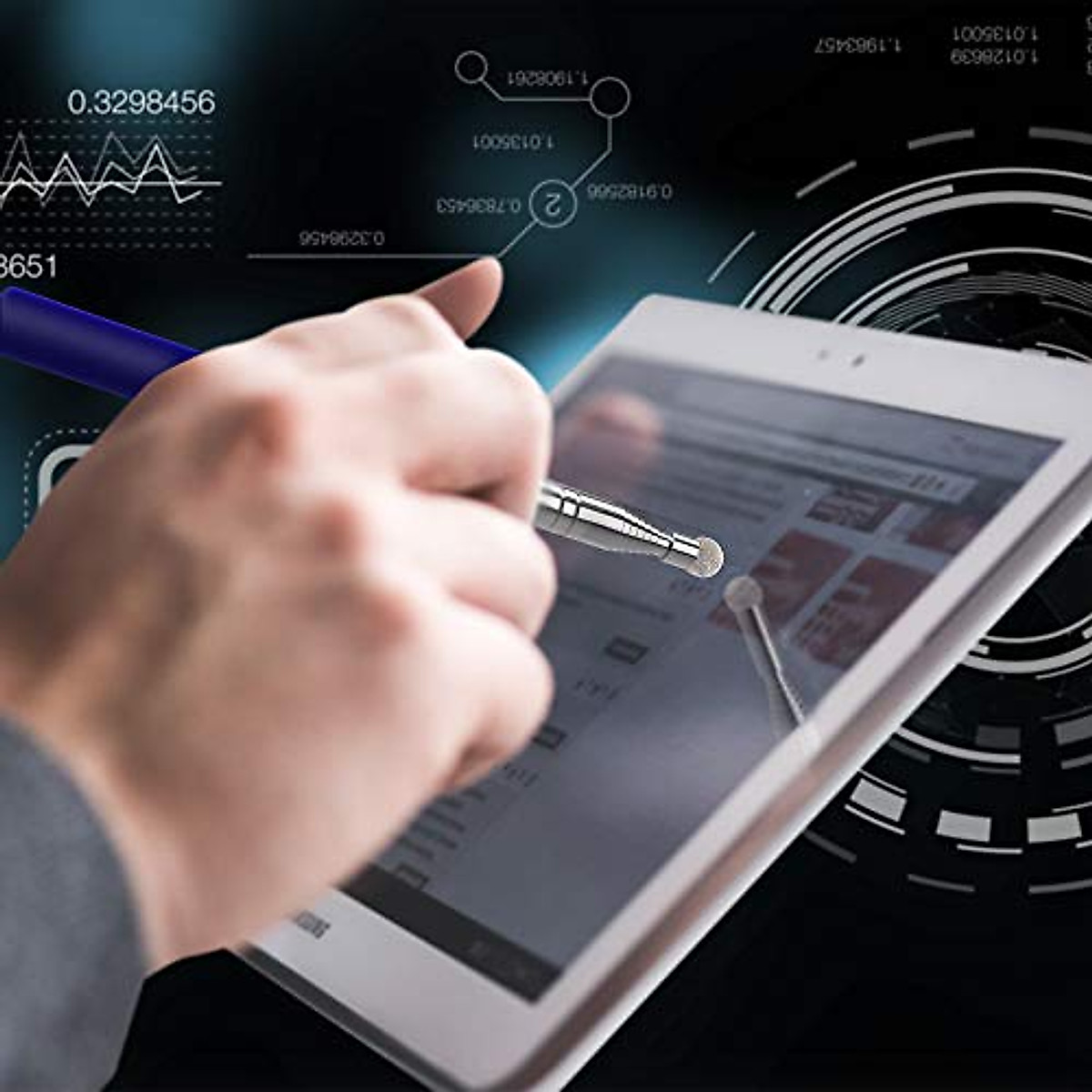 Pointer for Teachers, Yeeseok 4 Pcs Telescoping Teachers Pointers Stick Stainless Steel Extendable for Classroom Supplies (3 Pcs with Felt Tip & 1 Pcs with Capacitor Tip for Touch Screens iPad)