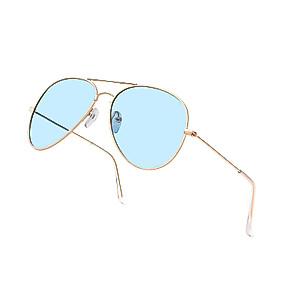 Outray Night Vision Polarized Aviator Sunglasses for Driving (Gold Frame/Blue Lens, Blue)
