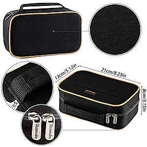 Homecube Pencil Case Big Capacity Storage Pen Bag Makeup Pouch Zippered Students Stationery Bag with Outer Pockets and Handle- 8.23x5.12x3.15- Black