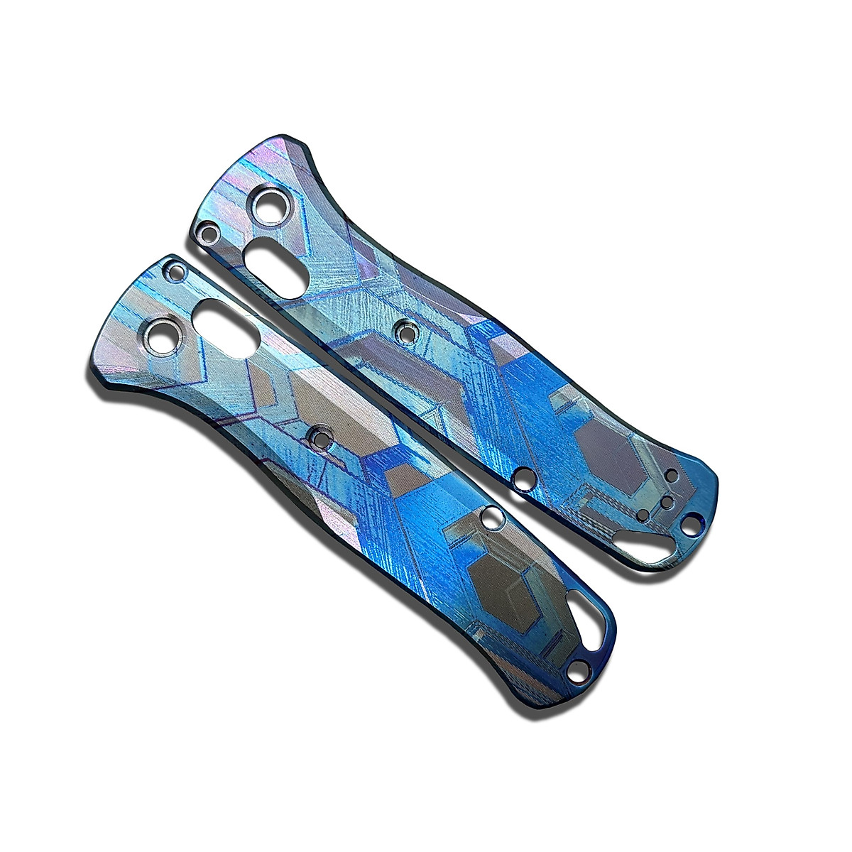 Blue Flamed FALCON engraved Titanium Scales for Benchmade Bugout 535