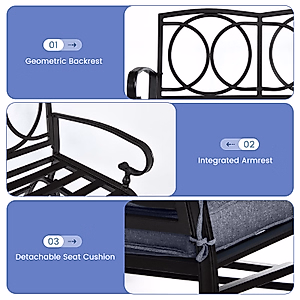 Tangkula Outdoor Swing Glider Chair, Patio Glider Bench for 2 Persons, Outdoor Rocking Loveseat with Steel Frame & Comfortable Cushions for Garden, Porch, Balcony, Poolside (Grey)