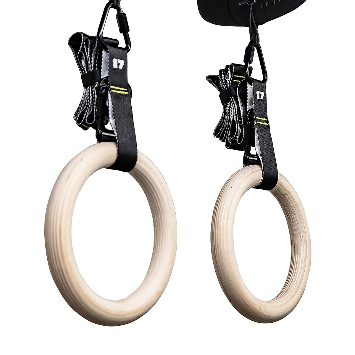 Duonamic Wooden Rings | Portable Exercise System Works Eleviia Pull Up Bar | Most User-Friendly Adjustable Straps | Exercise Core, Chest, Back, Triceps and Much More