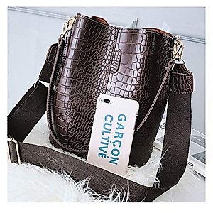 Women Hobo Shoulder Bag, Crocodile Pattern Handbags Large Capacity Crossbody Bag, Coffee