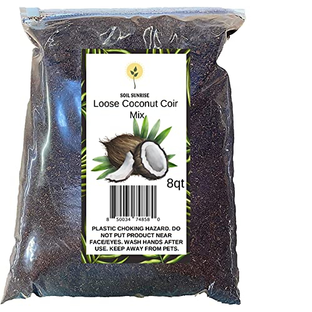 Soil Sunrise Loose Coconut Coir Mix - Coconut Coir for Home Gardening - All Natural Soil Amendment - PH Balanced and Double Washed Coco Peat - 8QTs