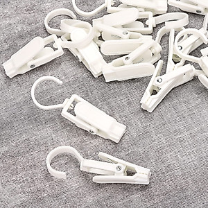 Laundry Hanging Hooks with Clips White Plastic Clothes Pins with Hooks Hanging Clips for Hats,Pants,Towel,Socks,Handbags,Jean Pant (30 Pack)