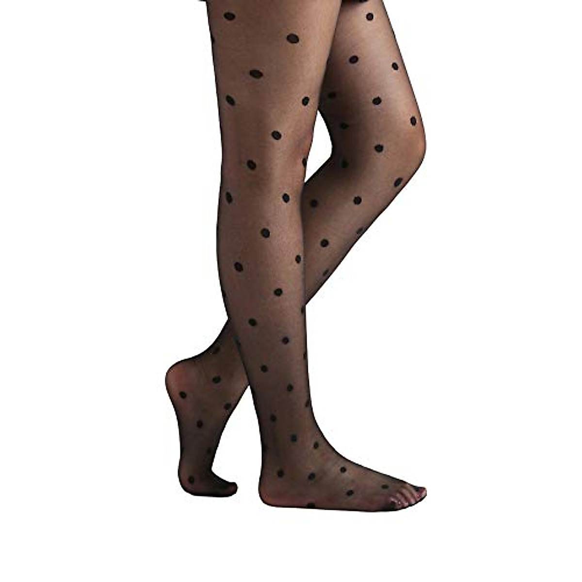 MakeMeChic Women's Heart Sheer Mesh High Waist Tight Black-1 one-size