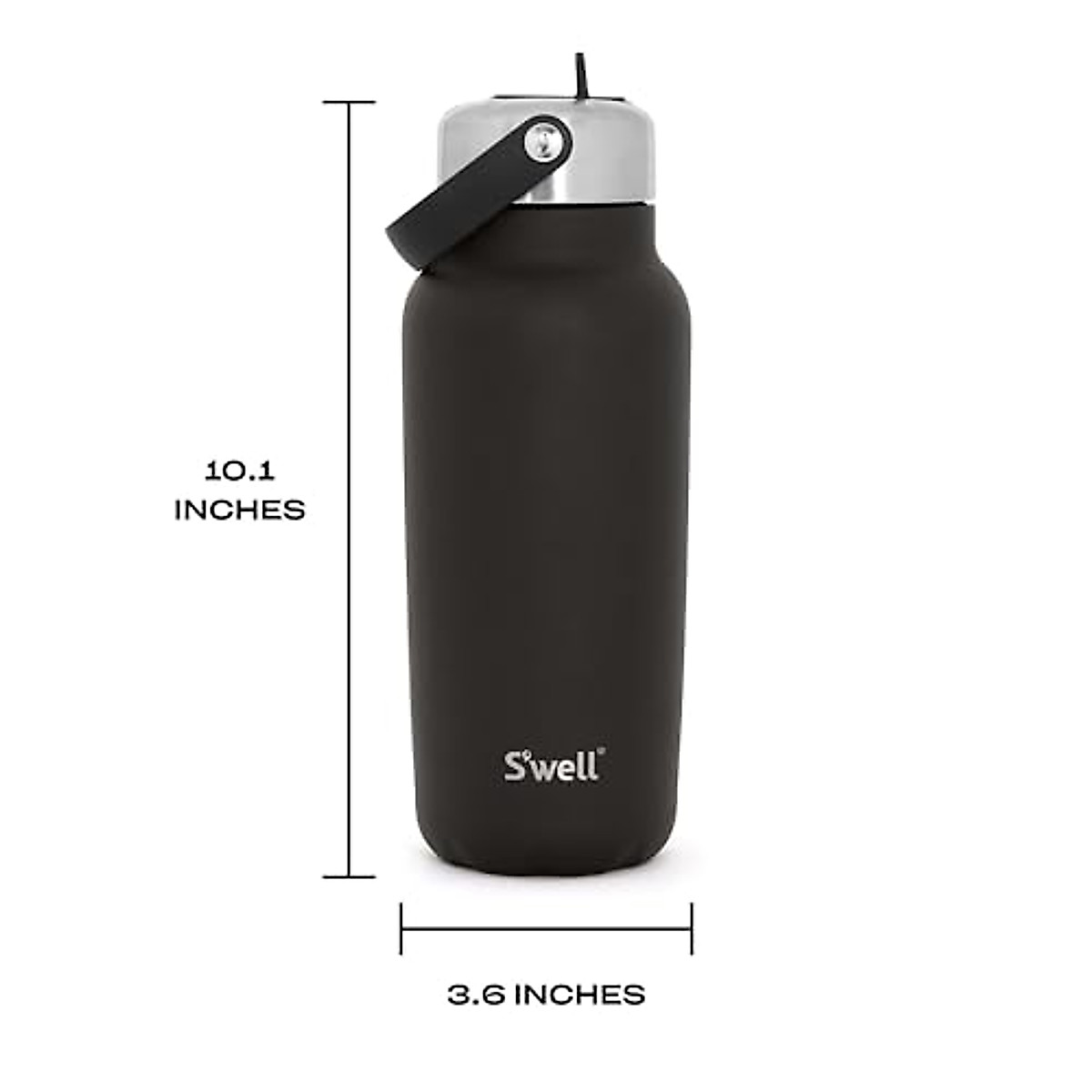 S'well Recycled Stainless Steel Explorer with Flip Straw Lid, 32oz, Onyx, Triple Layered Vacuum Insulated Containers Keeps Drinks Cold for 42 Hours and Hot for 10