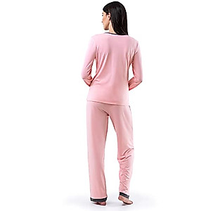 Fruit of the Loom Women's Long Sleeve Tee and Pant 2 Piece Sleep Set, Soft Pink, 3X