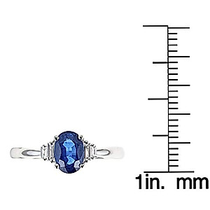 Gin & Grace 10K White Gold Genuine Blue Sapphire with Natural Diamond (I1-I2) Engagement Propose Promise Ring for Women