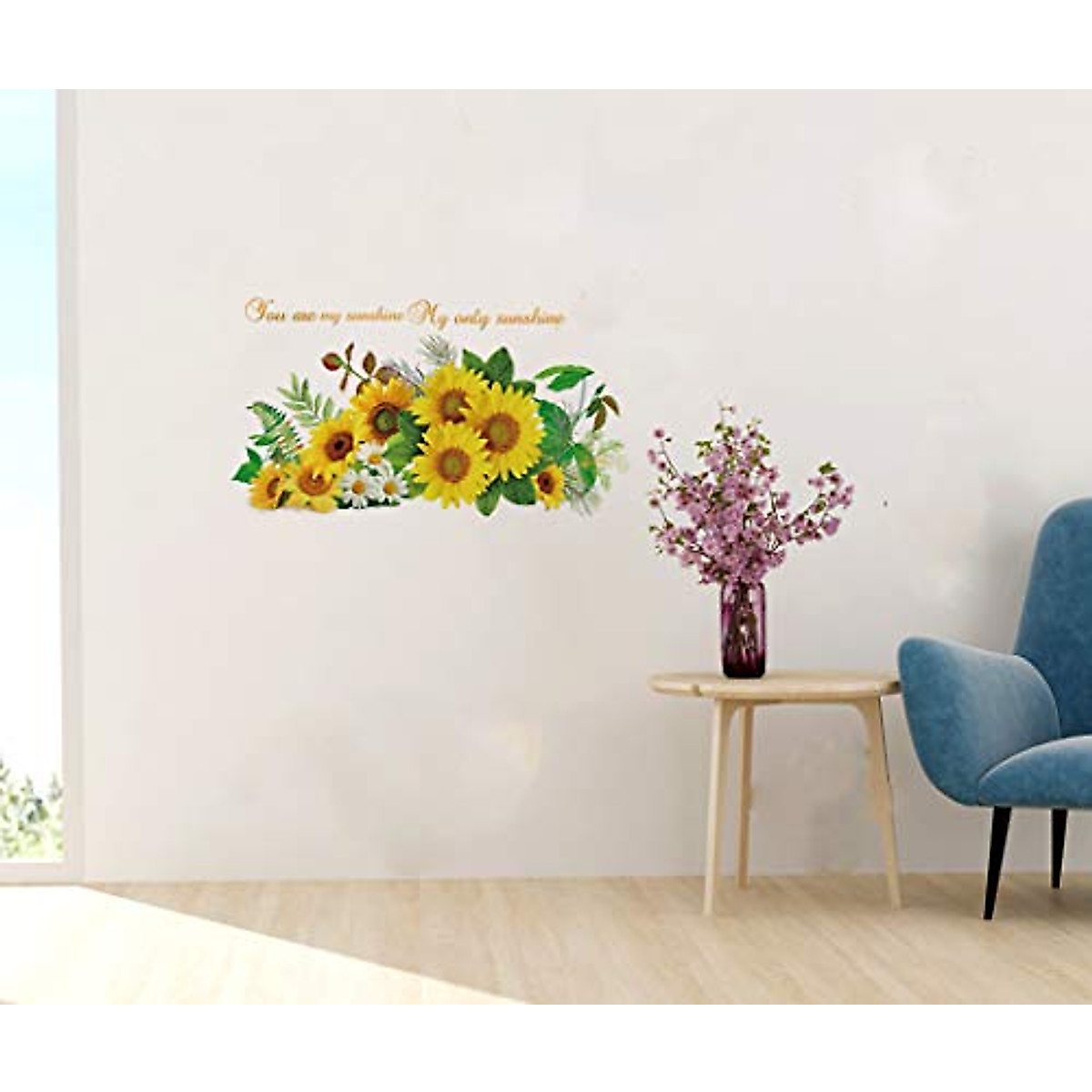 Sunflower Sunshine Wall Decal You are My Sunshine My Only Sunshine Wall Sticker Murals of Kids Baby Bedroom Nursery Rooms Wall Decals for Kitchen Decoration