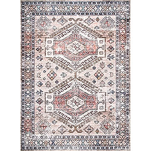 nuLOOM Mae Tribal Motif Machine Washable Area Rug, 5' x 8', Peach