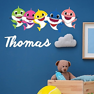 Shark Multiple Font Custom Name and Initial Nursery Wall Decal Vinyl Sticker | Home Décor | Custom Kids Room Decal | Bedside Decals | Children’s Room| Car | Laptop