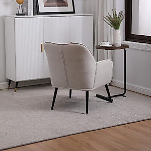 ATGHYURT Upholstered Reading Chair Armchair Velvet Sherpa Accent Chair, Comfy Lounge Chair Recliner Chair Fabric Recliner Chair Side Chair for Living Room Bedroom Office Dressing Room