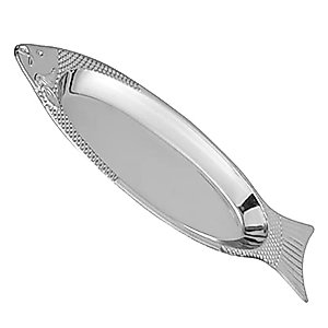 DOITOOL Fish Serving Platter Fish Shaped Plate Stainless Steel Fish Dish Metal Food Serving Trays for Meat Appetizers Dessert Fish