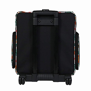 Everything Mary Black & Floral Rolling Scrapbook Storage Tote - Scrapbooking Storage Case for Rings, Paper, Binder, Crafts, Beads, Scissors - Telescoping Handle with Dual Wheels