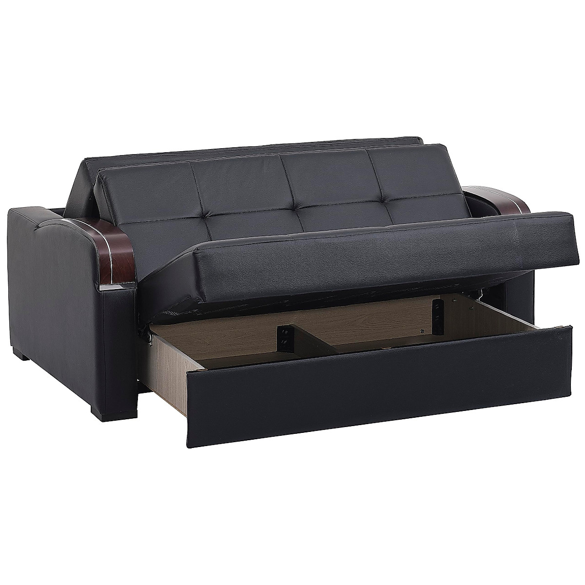 Ottomanson 66" Pull out Loveseat with Storage, Firm, Fabric, 450 lbs Capacity, Loveseat Sleeper, Futon Love Seat for Living Room or Home Office Convertible Small Sofa, Slumber, Orange