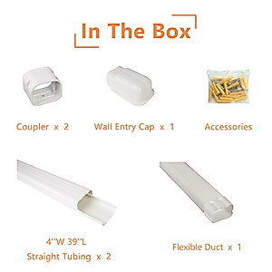 GCGOODS 4in 9ft Decorative PVC Line Set Cover Kit for Ductless Mini Split Air Conditioners, Central AC and Heat Pumps