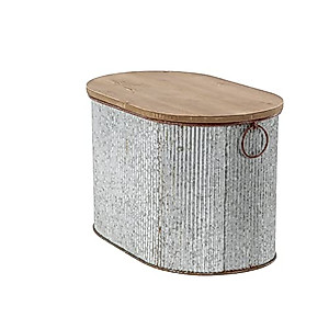 Deco 79 Metal Storage Bench with Brown Wood Top, Set of 3 48", 23", 23"W, Brown