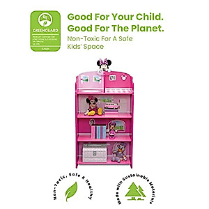 Delta Children Wooden Playhouse 4-Shelf Bookcase for Kids, Minnie Mouse