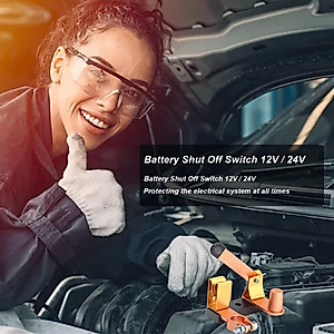 Battery Disconnect Switch Top Post,Top Post Knife Blade Master Switch, 12V / 24V Battery Shut Off Switch, Heavy Duty Knife Blade Battery Cut Off Switch, for Auto Car RV Boat Truck(Negative,Vertical)