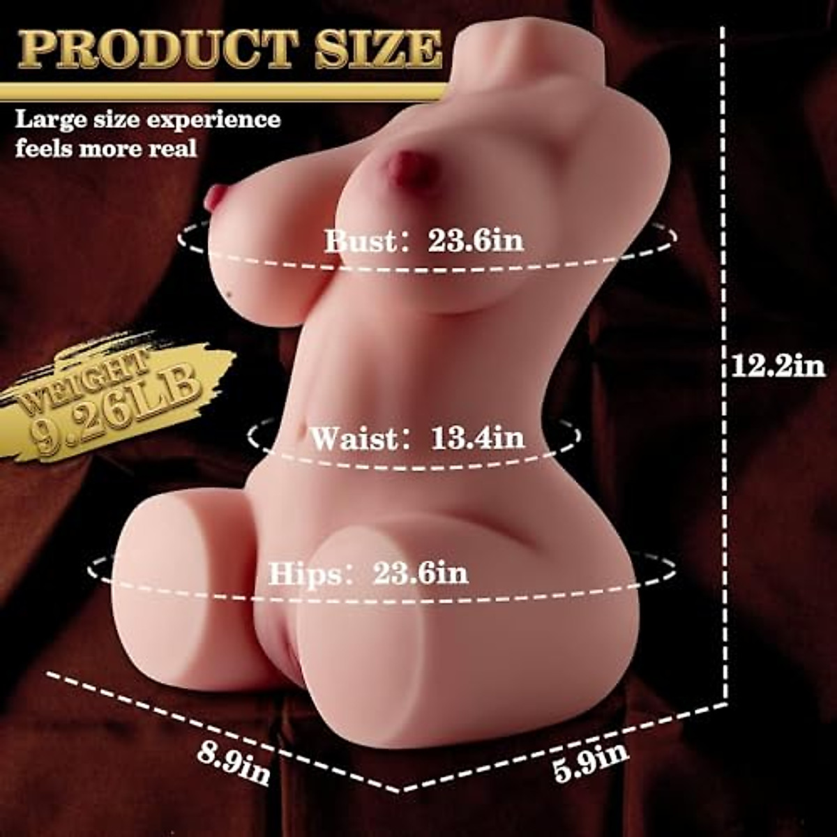 Sex Doll for Male Masturbator Lifelike Adult Torso Doll with Big Boobs, Vagina and Tight Anus 9.5LB Realistic Adult Love Mini Sex Doll with Pocket Pussy Ass Toy for Masturbation