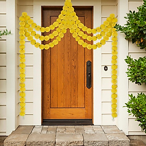 5Pcs Marigold Garland for Decoration, 5 Feet Artificial Marigold Flowers Diwali Decorations for Home, Yellow Artificial Marigold Heads for Diwali Party,Indian Weddings, Halloween,Wreath