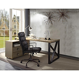 Acme Jennavieve Rectangle Writing Desk with Metal Base in Gold Aluminum