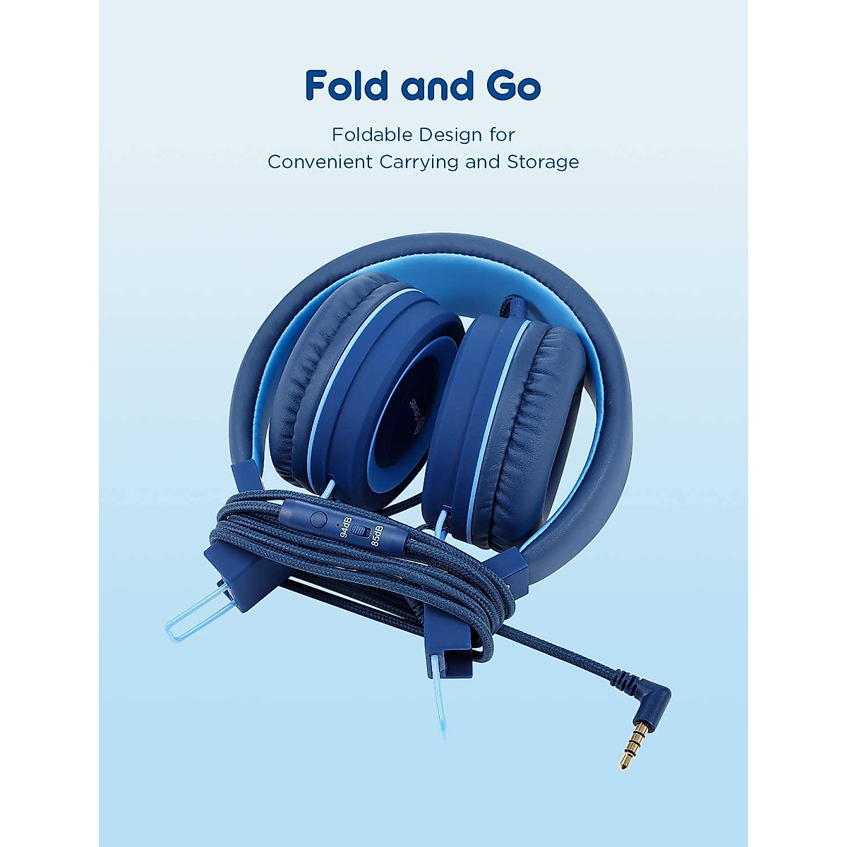 iClever [2 Pack] Kids Headphones with Microphone for Online Schooling - Safe Volume Limited 85dB/94dB, Adjustable Foldable Headphones for Girls/Boys/Airplane/Computer/Laptop