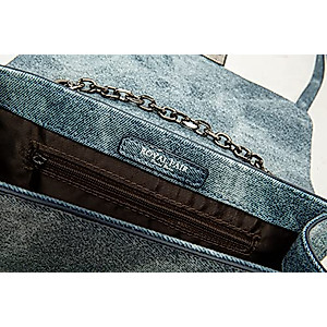 ROYALFAIR Small Denim Blue Women Purse Clutch Retro Small Shoulder Bag for Teenager girls Color Contrast Handbag (Denim Blue)