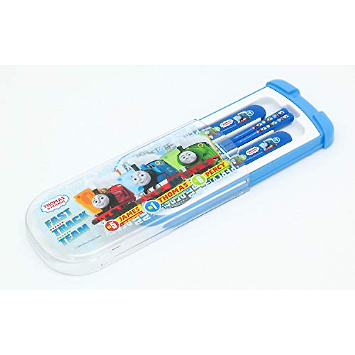 オーエスケー OSK CT-20 Lunch Box, Sliding Lid Trio, Thomas the Tank Engine (Chopsticks, Spoon, Fork, Easy to Open and Close), Made in Japan, Dishwasher Safe