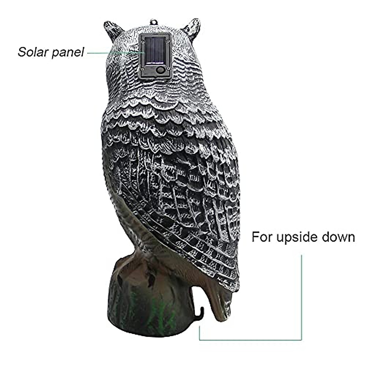 YOFIT Solar Bird Scarecrow Fake Horned Owl Decoy, Bird Repellent Garden Protectors, Natural Enemy Pest Deterrent Scarecrow