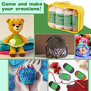 4 Pcs Easy Yarn Beginners Crochet Yarn in 4 Colors, 4x50g Yarn for Crocheting and Knitting with Easy-to-See Stitches, Cotton Nylon Yarn for Crocheting Beginners Crochet Yarn