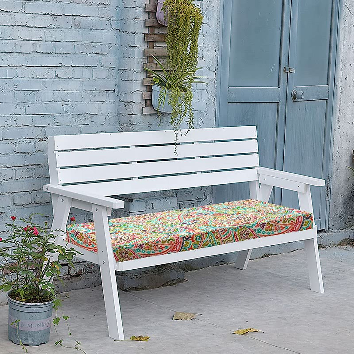 FUNHOME Outdoor Cushion Covers,42" x 18" x 3", No Insert! Patio Cushion Covers Replacement for Outdoor Furniture,Water Resistant Patio Bench Loveseat Cushion Covers 1 Pack, Melora Paisley(Covers ONLY)