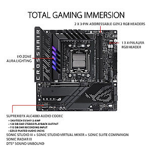 ASUS ROG CROSSHAIR X670E GENE WIFI 6E Socket AM5(LGA 1718) Ryzen 7000 mATX gaming motherboard (16+2 power stages, PCIe® 5.0, DDR5,USB 3.2 Gen 2x2 front-panel, USB4® ports, Wi-Fi 6E)