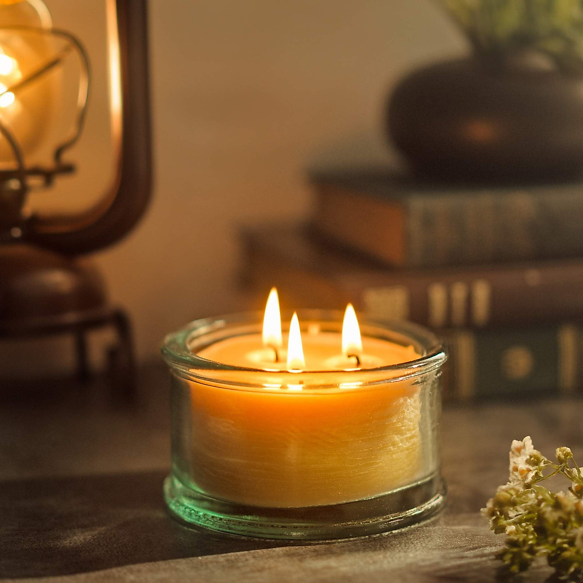Bluecorn Botanica Beeswax Candle - 3-Wick Scented Candle Made with Pure Beeswax & Vanilla