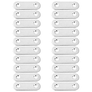 uxcell 50mm 20pcs Straight Bracket Stainless Steel Flat Brace Fastener Brackets Corner Edge Protector Support with Screws for Furniture