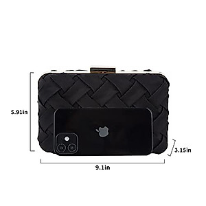 GripIt Elegant Women Woven Clutch Purse for Bridal Wedding Party Handbag Prom Evening Clutch Bags Formal Clutch,Black