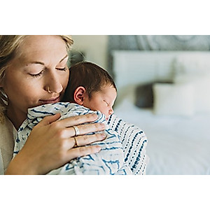 aden + anais Silky Soft Swaddle Blanket,100% Bamboo Viscose Muslin Blankets for Girls & Boys, Baby Receiving Swaddles, Ideal Newborn & Infant Swaddling Set, 3 Pack, Indigo Shibori