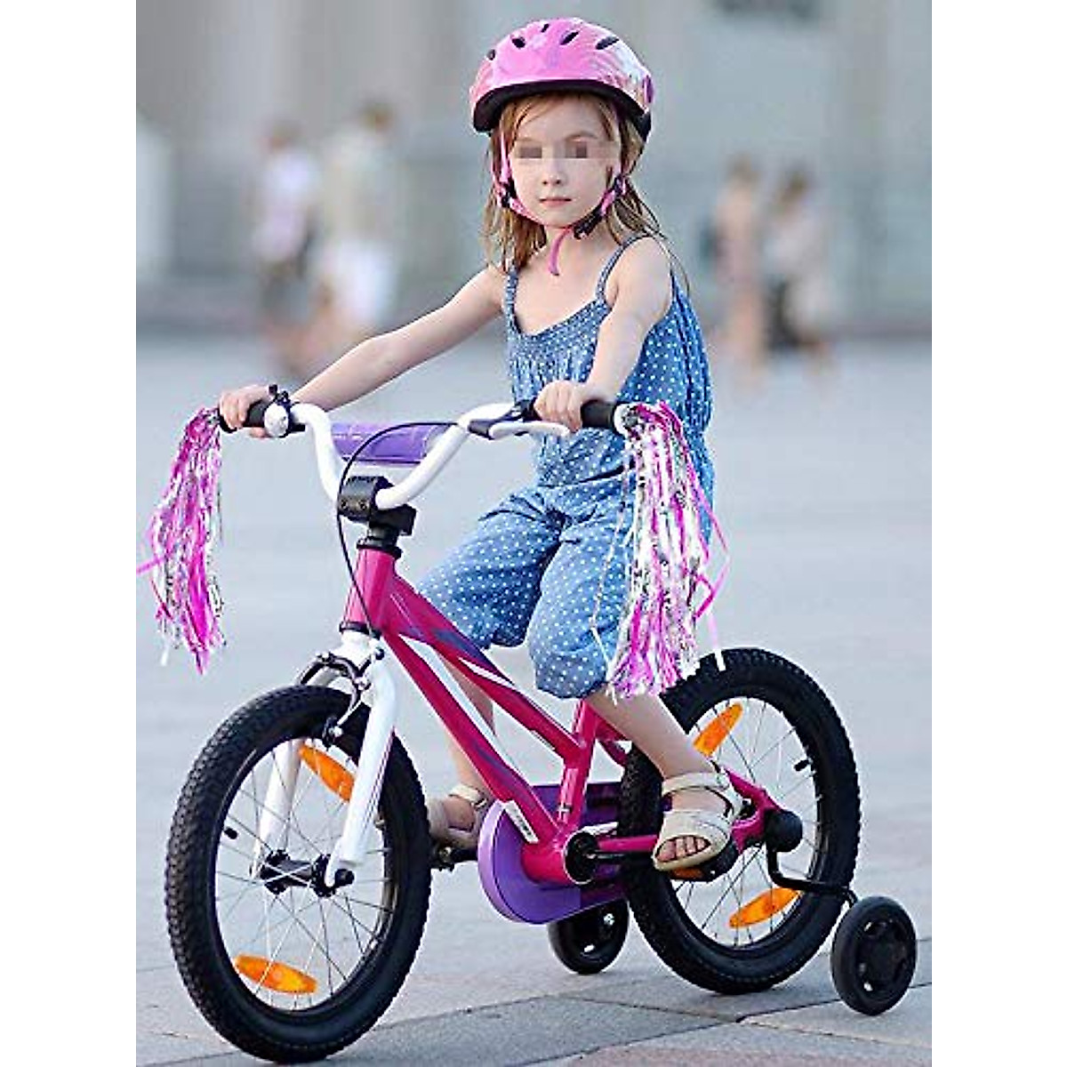 XINGZI 1Pair Hot Pink 19cm/7.5inch Dazzle Tassels Children Bicycle Handlebar Streamers Scooter Fringe Bike Baby Carrier Handle Deocration Accessories for Kids Cycling Lovers