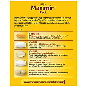 Nature Made Daily Maximin Vitamin Pack, Dietary Supplement for Nutritional Support, 30 Packets, 30 Day Supply