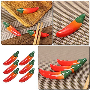 Angoily 6pcs Chopsticks Rests Ceramic Mini Pepper Shape Cute Dinner Spoon Stand Fork Holder Rack Chopsticks Utensil Cutlery Stand